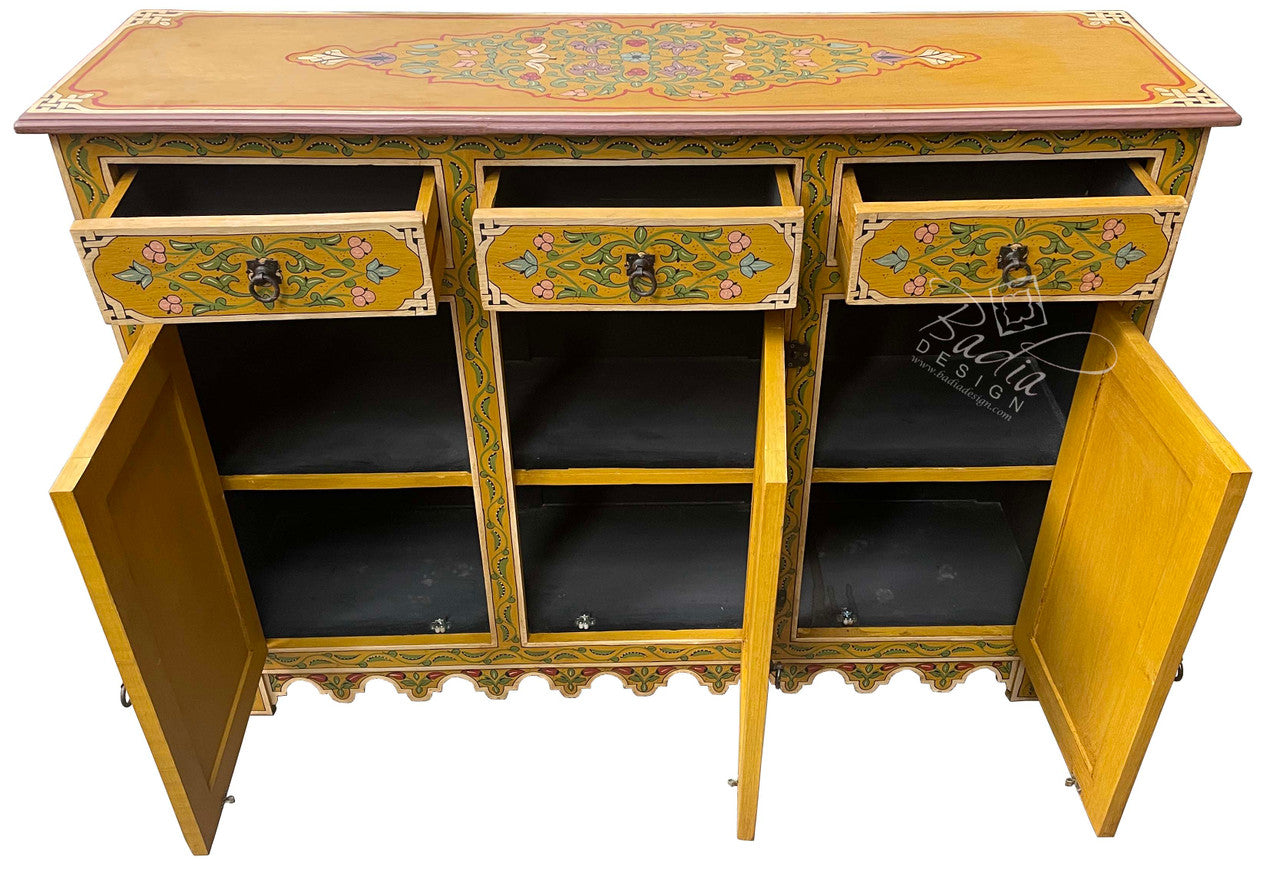 Large Yellow Hand Painted Storage Cabinet – Badia Design Inc.