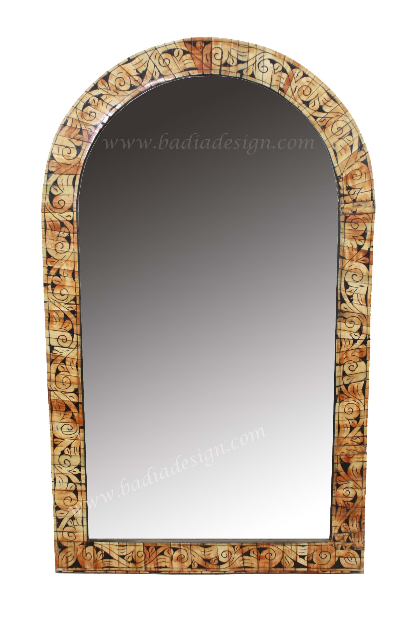 Moroccan Rectangular Shaped Camel Bone Mirror with Arch Top from Badia ...